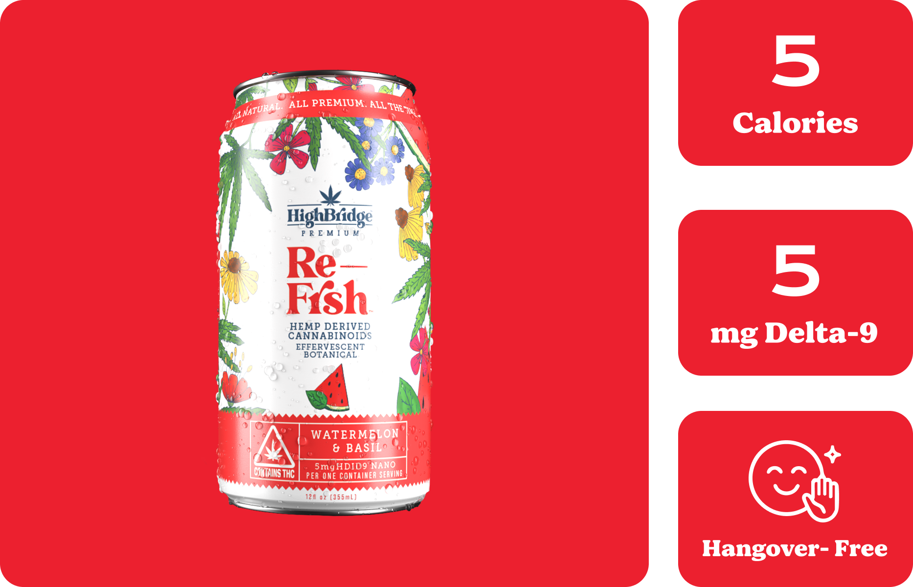 Botanical Re-Frsh™ Watermelon Basil THC Seltzer